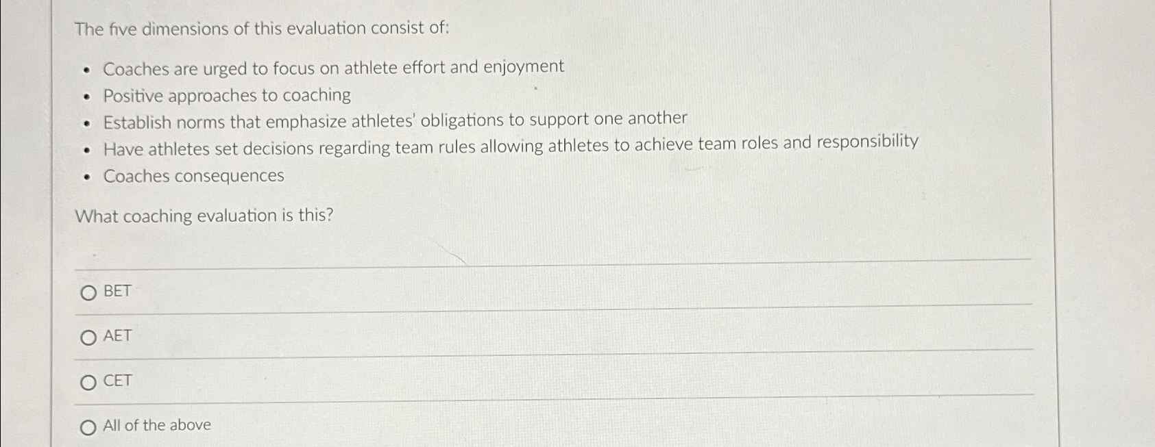 Solved The five dimensions of this evaluation consist | Chegg.com