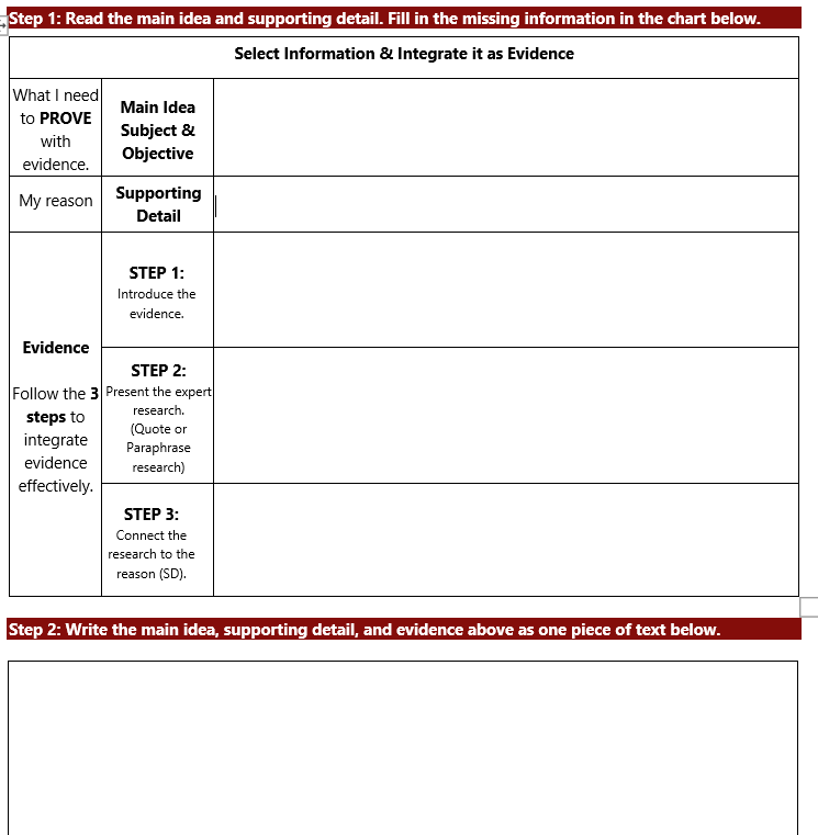 Step 1: Read the main idea and supporting detail. | Chegg.com