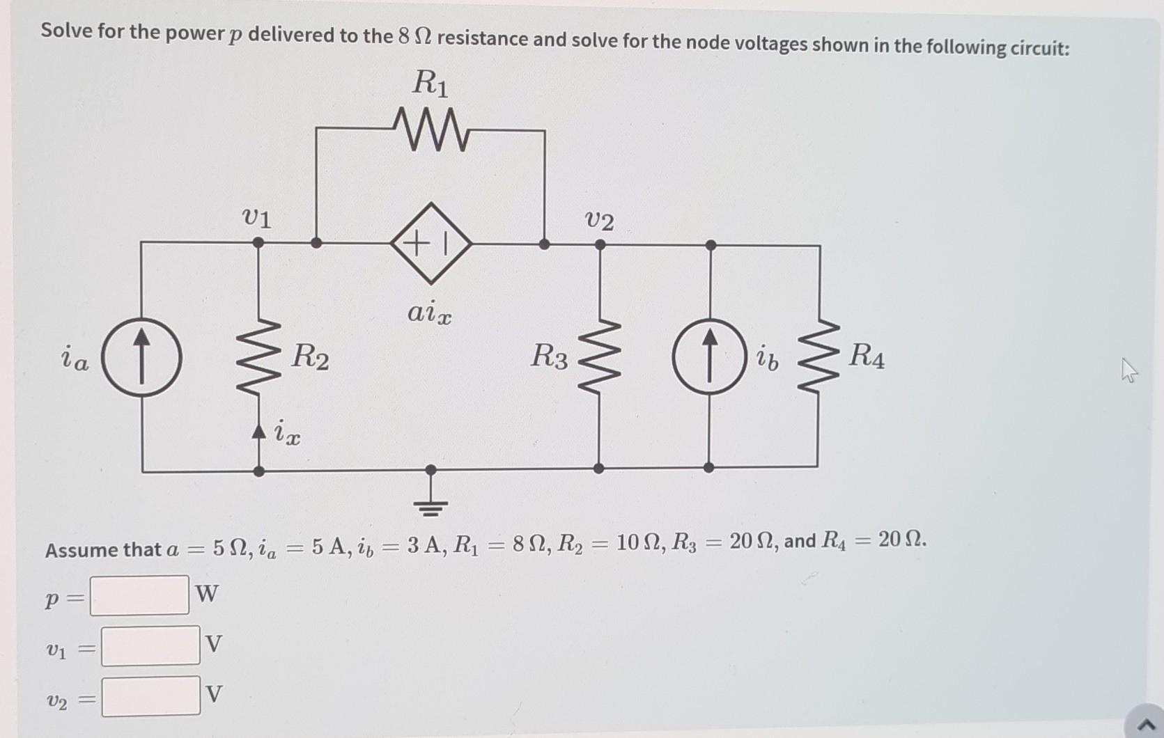 Solved Solve for the power p delivered to the 8Ω resistance | Chegg.com