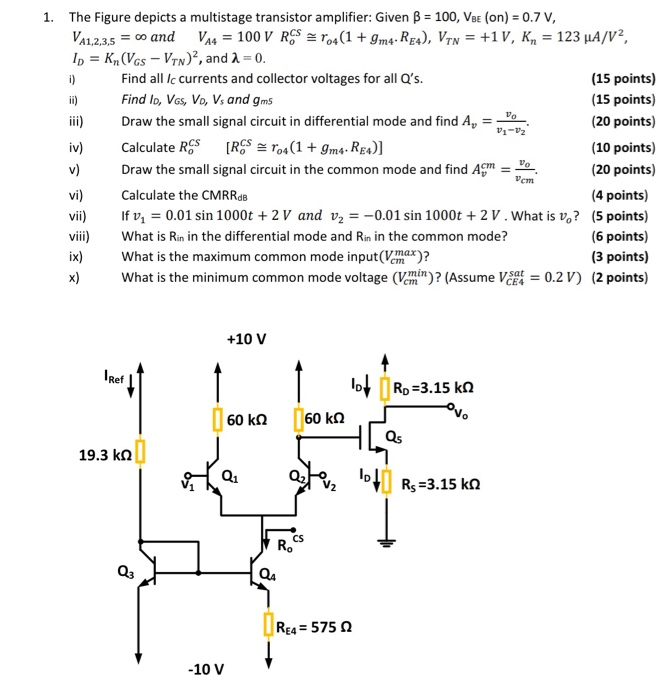 Solved i) VO 1. The Figure depicts a multistage transistor | Chegg.com