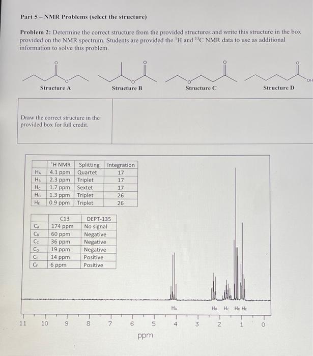 Solved NMR Spectroscopy Worksheet This assignment will be | Chegg.com