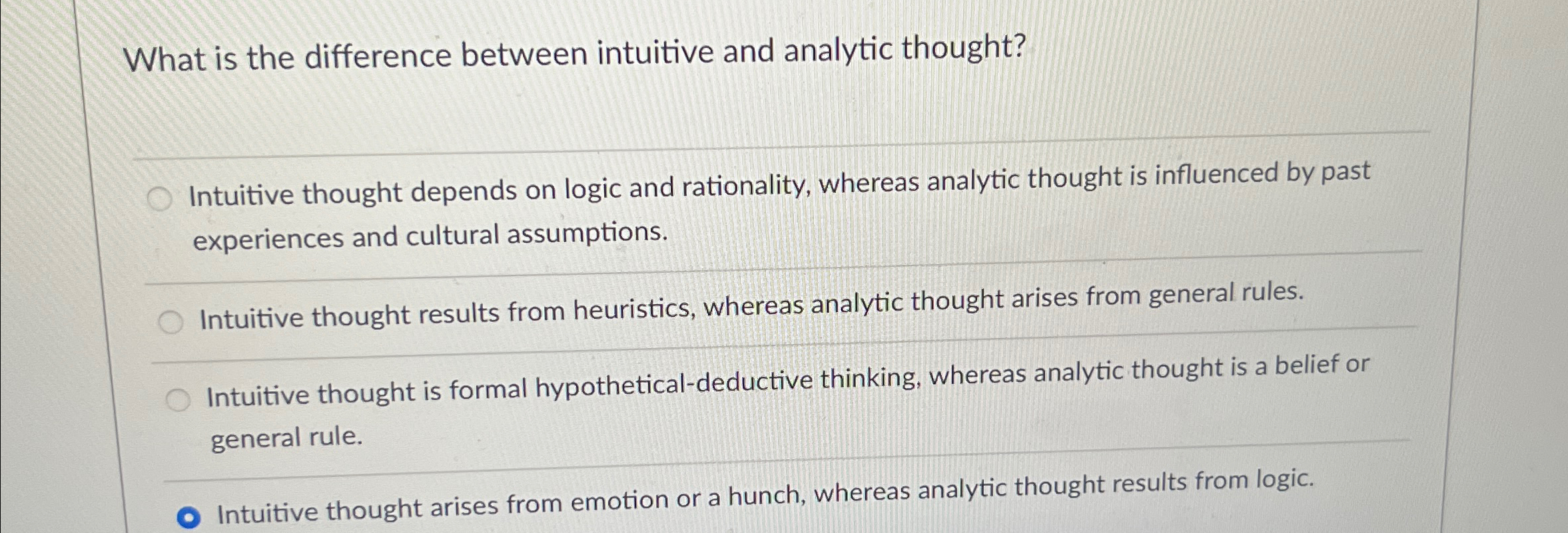 Solved What is the difference between intuitive and analytic | Chegg.com