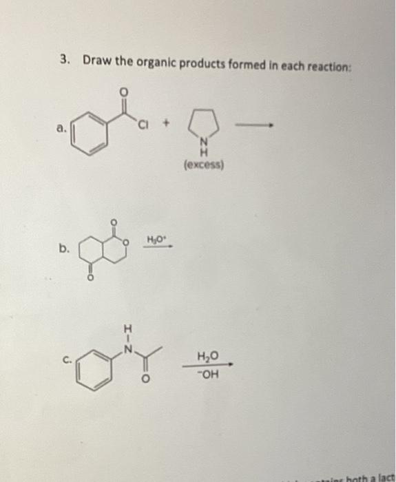 Solved 3. Draw the organic products formed in each reaction: | Chegg.com