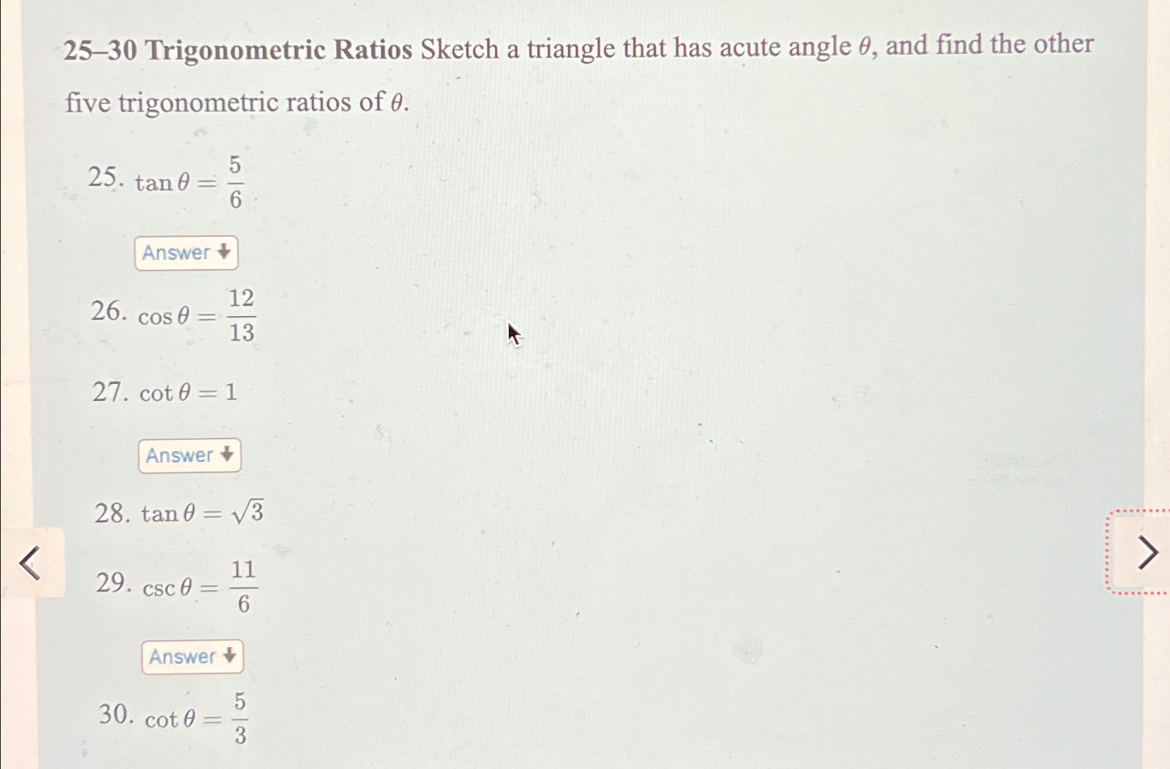 Solved 25-30 ﻿Trigonometric Ratios Sketch a triangle that | Chegg.com