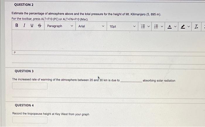 Solved Estimate the percentage of atmosphere above and the | Chegg.com