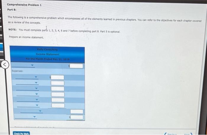 Comprehensive Problem 1 Part 8: The following is a | Chegg.com