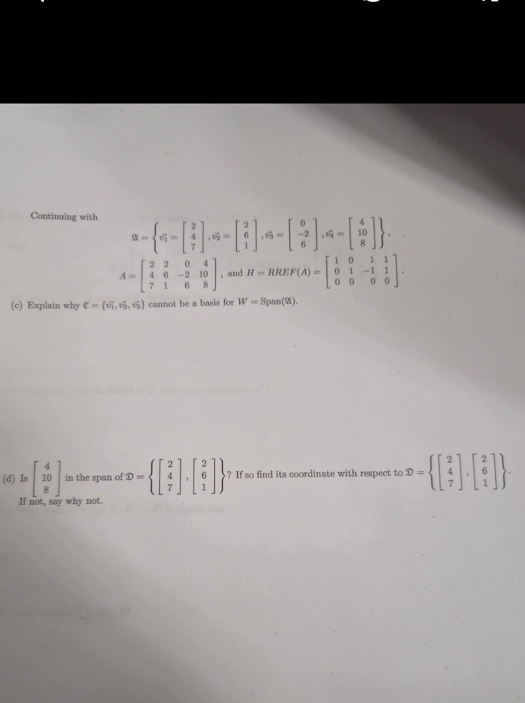 Solved 2. (40 points) Consider the following vectors | Chegg.com | Chegg.com