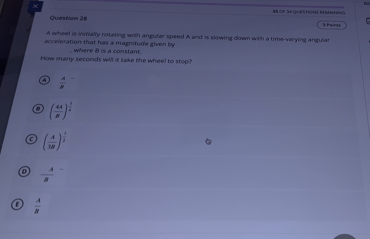 Solved 33 ﻿OF 34 ﻿QUESTIONS REMAININGQuestion 28A wheel is | Chegg.com