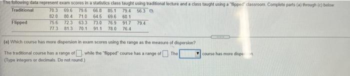 Solved a Traditional 796 The following data represent exam | Chegg.com