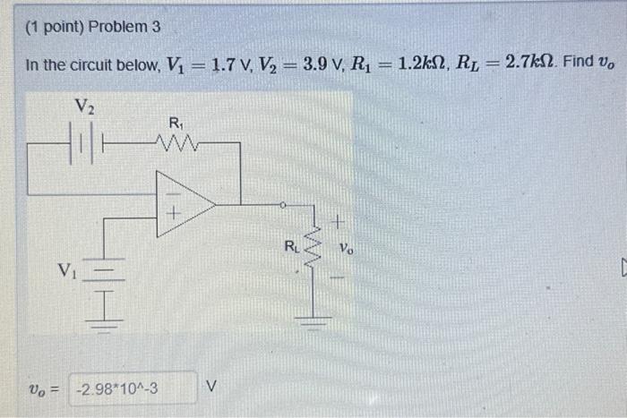 Solved In the circuit below, V1=2.1 V,V2=1.4 V, and | Chegg.com