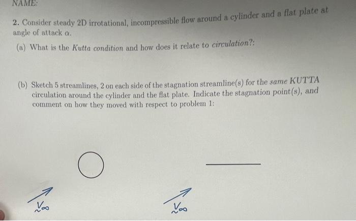 Solved 2. Consider steady 2D irrotational, incompressible | Chegg.com