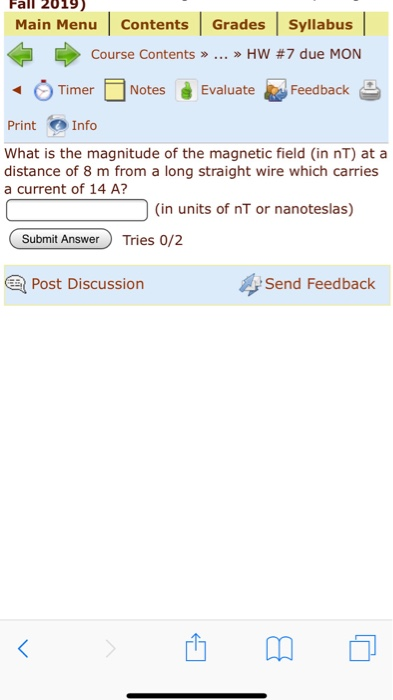 Solved Fall 2019) Main Menu Contents Grades Syllabus Course | Chegg.com