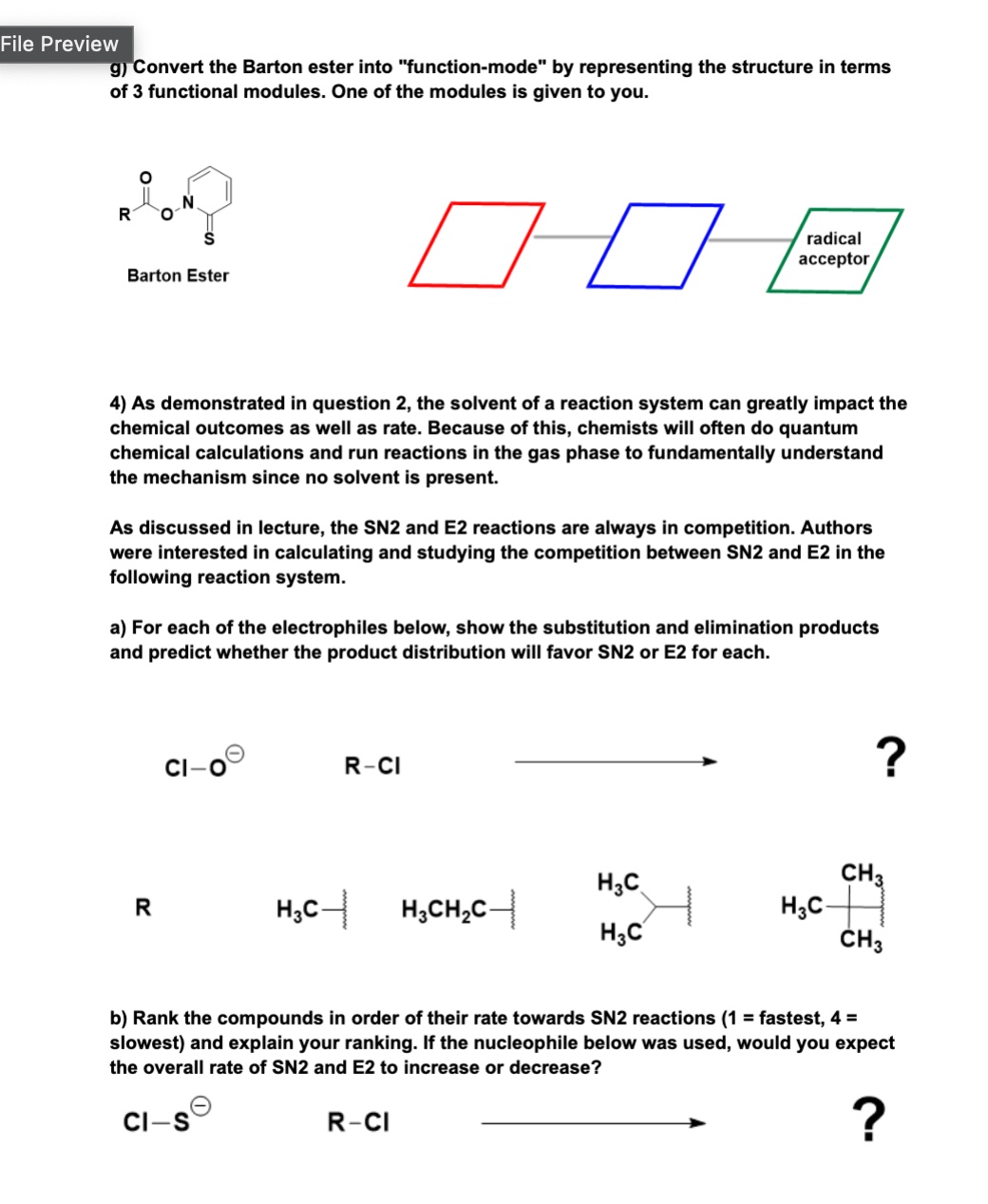 Solved g) ﻿Convert the Barton ester into "function-mode" by | Chegg.com