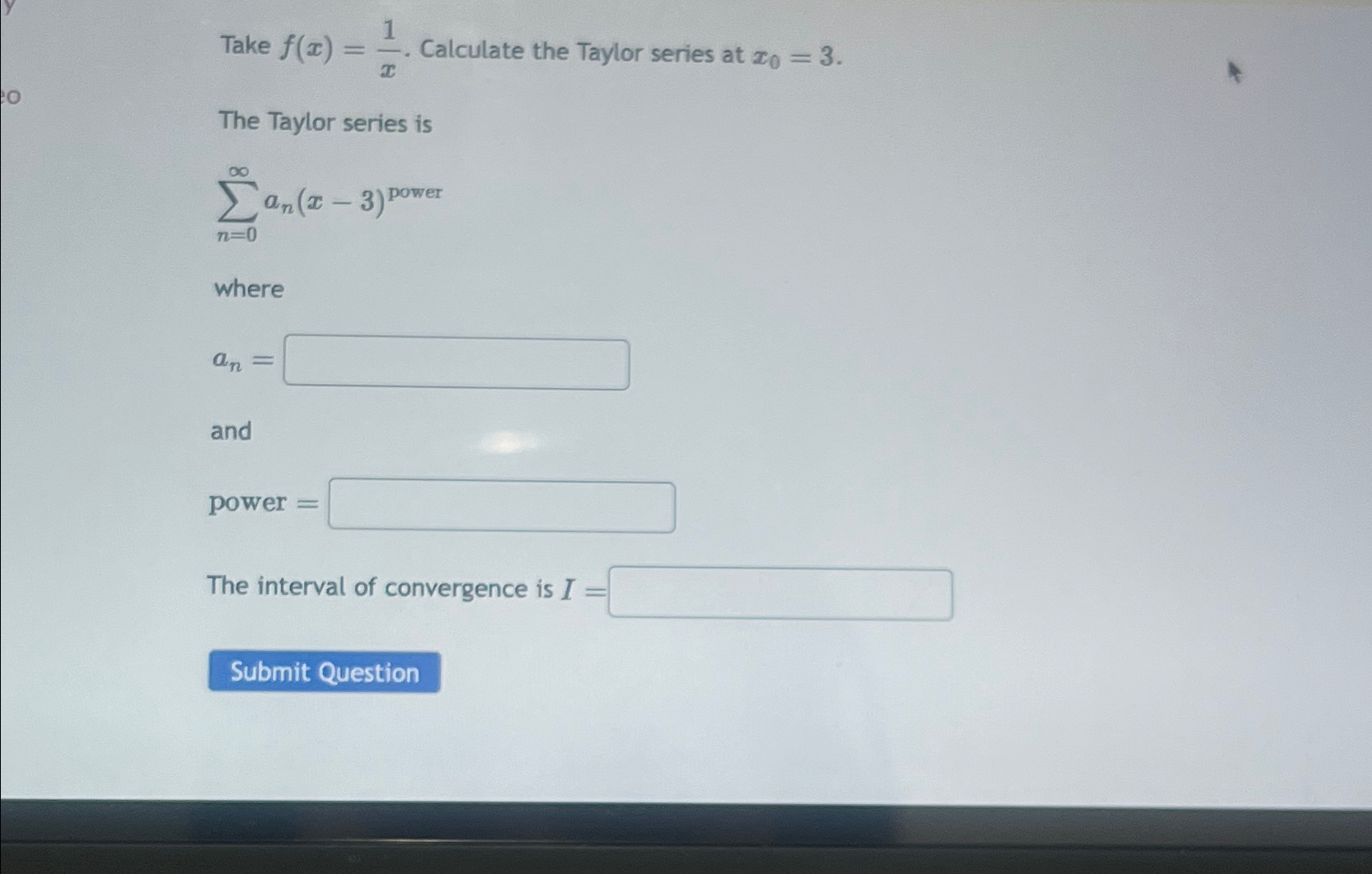 Solved Take f(x)=1x. ﻿Calculate the Taylor series at | Chegg.com