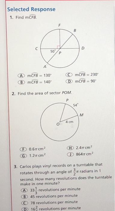 Solved Selected Response 1. Find mCFB. F B D 50 P А AmCFB | Chegg.com