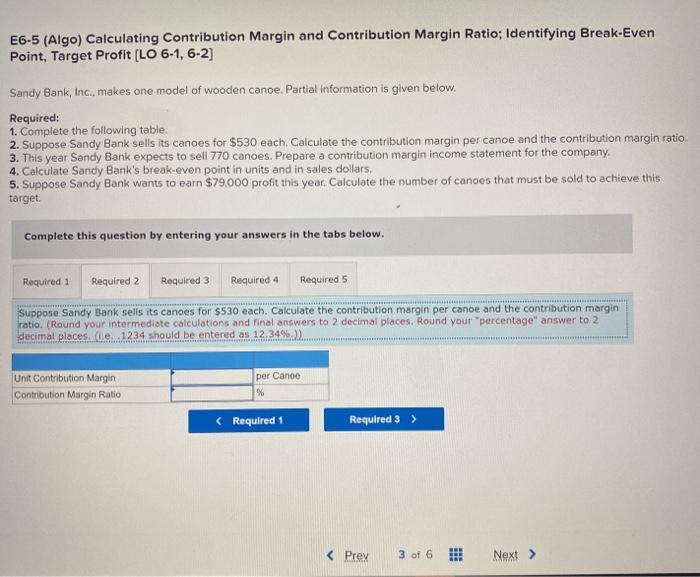 Solved E6-5 (Algo) Calculating Contribution Margin and | Chegg.com