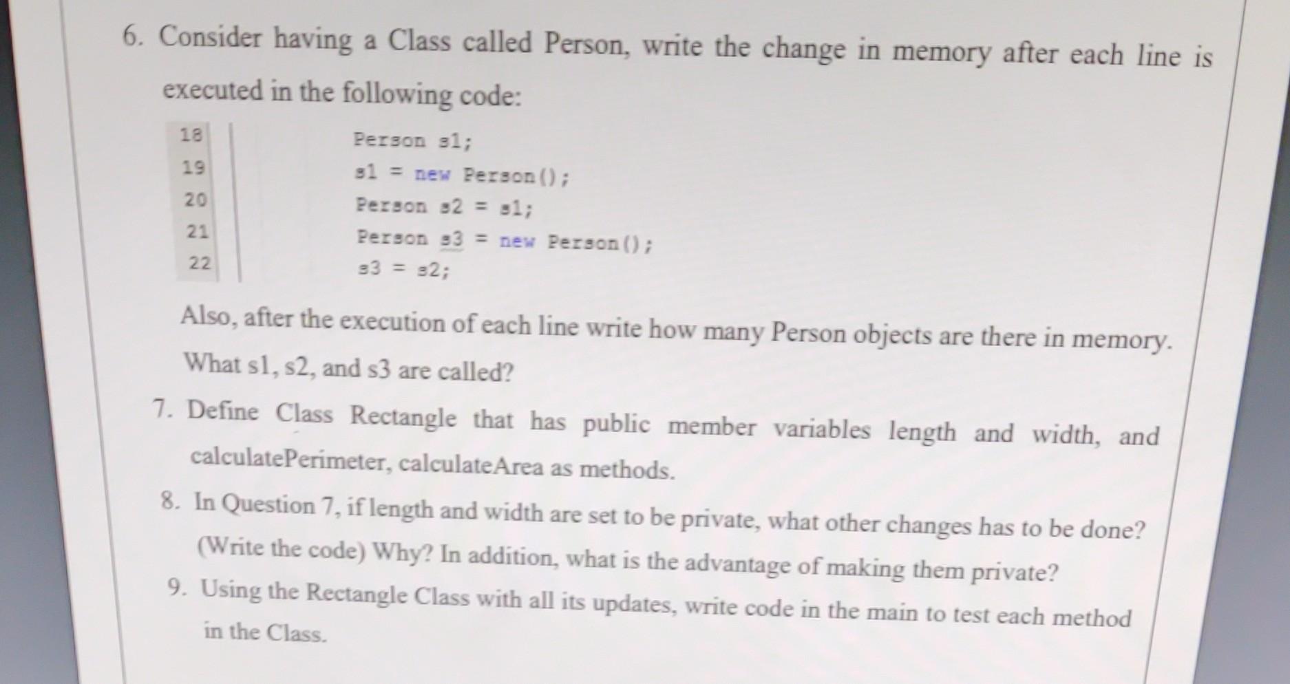 Solved 6. Consider having a Class called Person, write the | Chegg.com