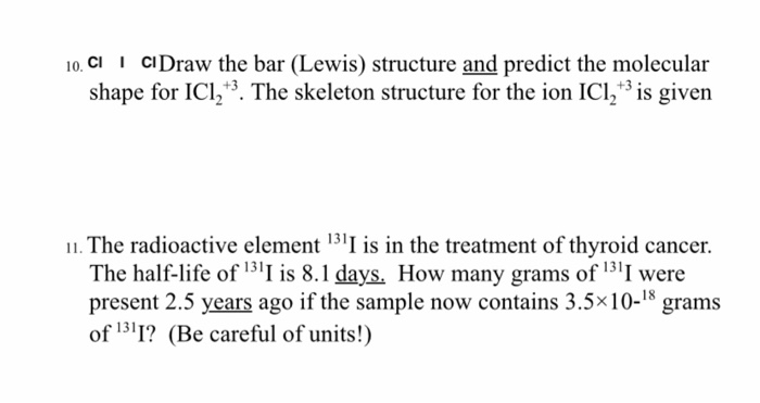 10. CII CI Draw the bar (Lewis) structure and predict | Chegg.com
