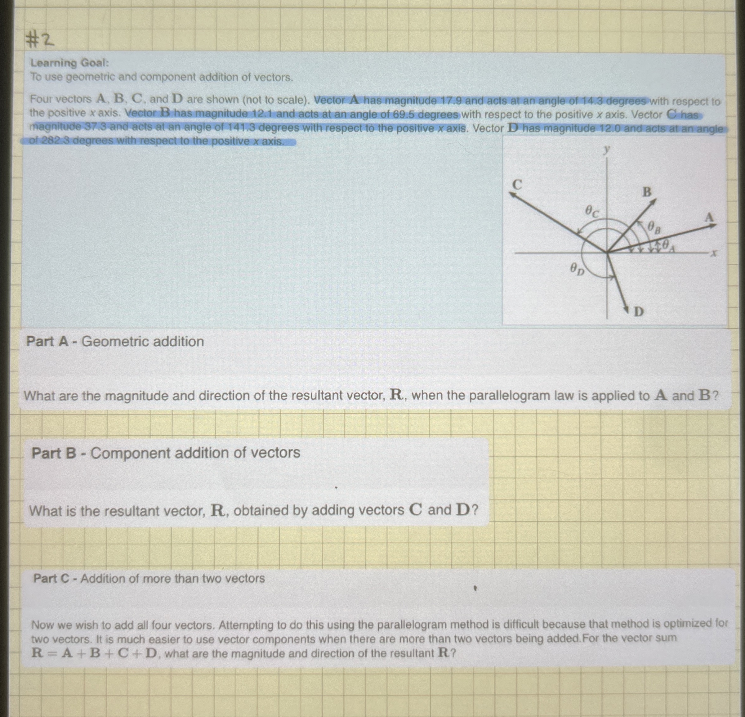 Solved Learning Goal:To use geometric and component addition | Chegg.com