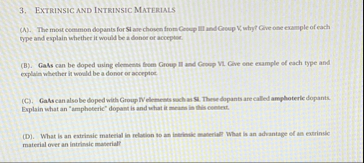 Solved Extrinsic and Intrinsic Materials(A). ﻿The most | Chegg.com
