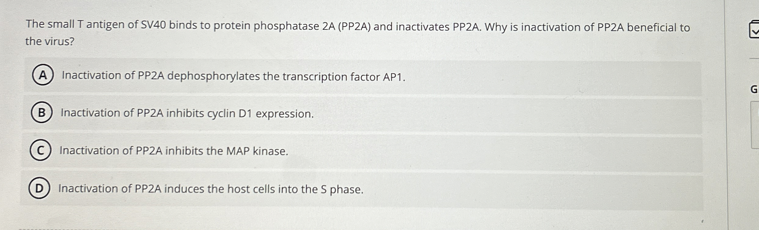 Solved The small T antigen of SV40 ﻿binds to protein | Chegg.com