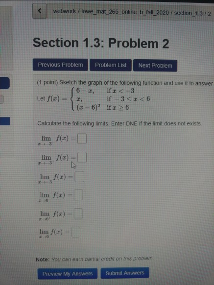 Solved webwork / lowe_mat_265_online_b_fall_2020 / | Chegg.com