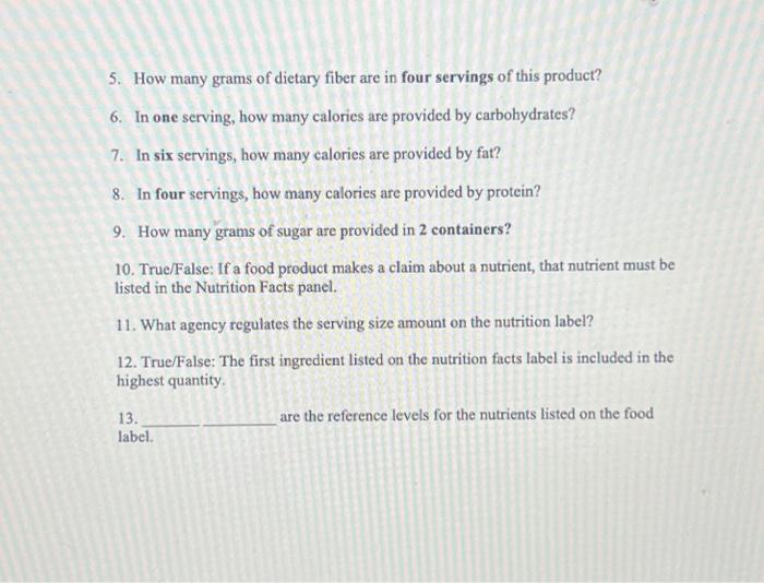 Solved Using what you have learned about nutrition labels, | Chegg.com