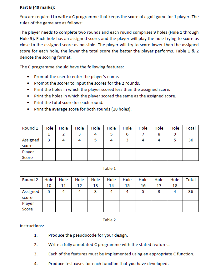 Solved Part B (40 ﻿marks):You are required to write a C | Chegg.com