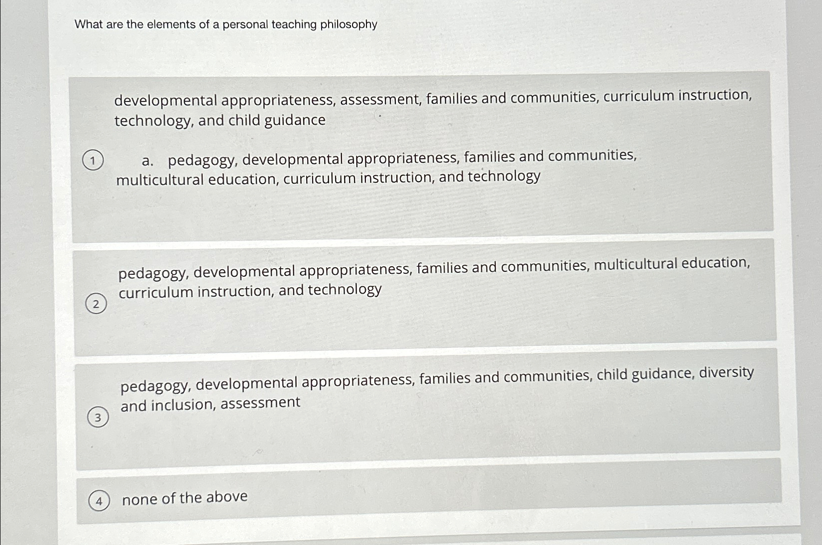 Solved What are the elements of a personal teaching | Chegg.com