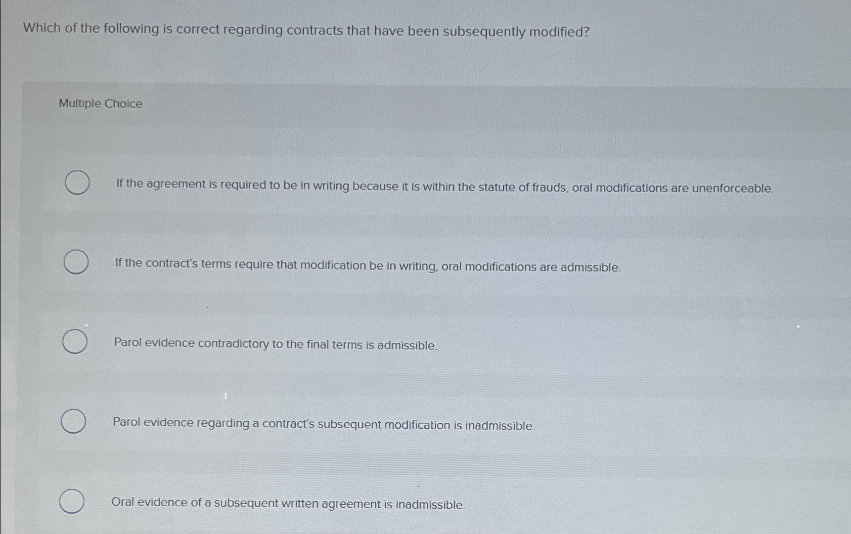 Solved Which of the following is correct regarding contracts | Chegg.com