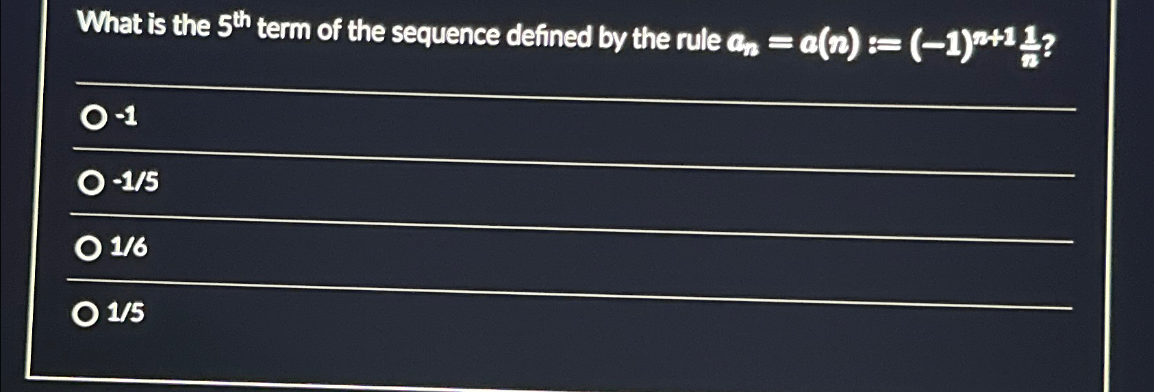 Solved What is the 5th ﻿term of the sequence defined by the | Chegg.com