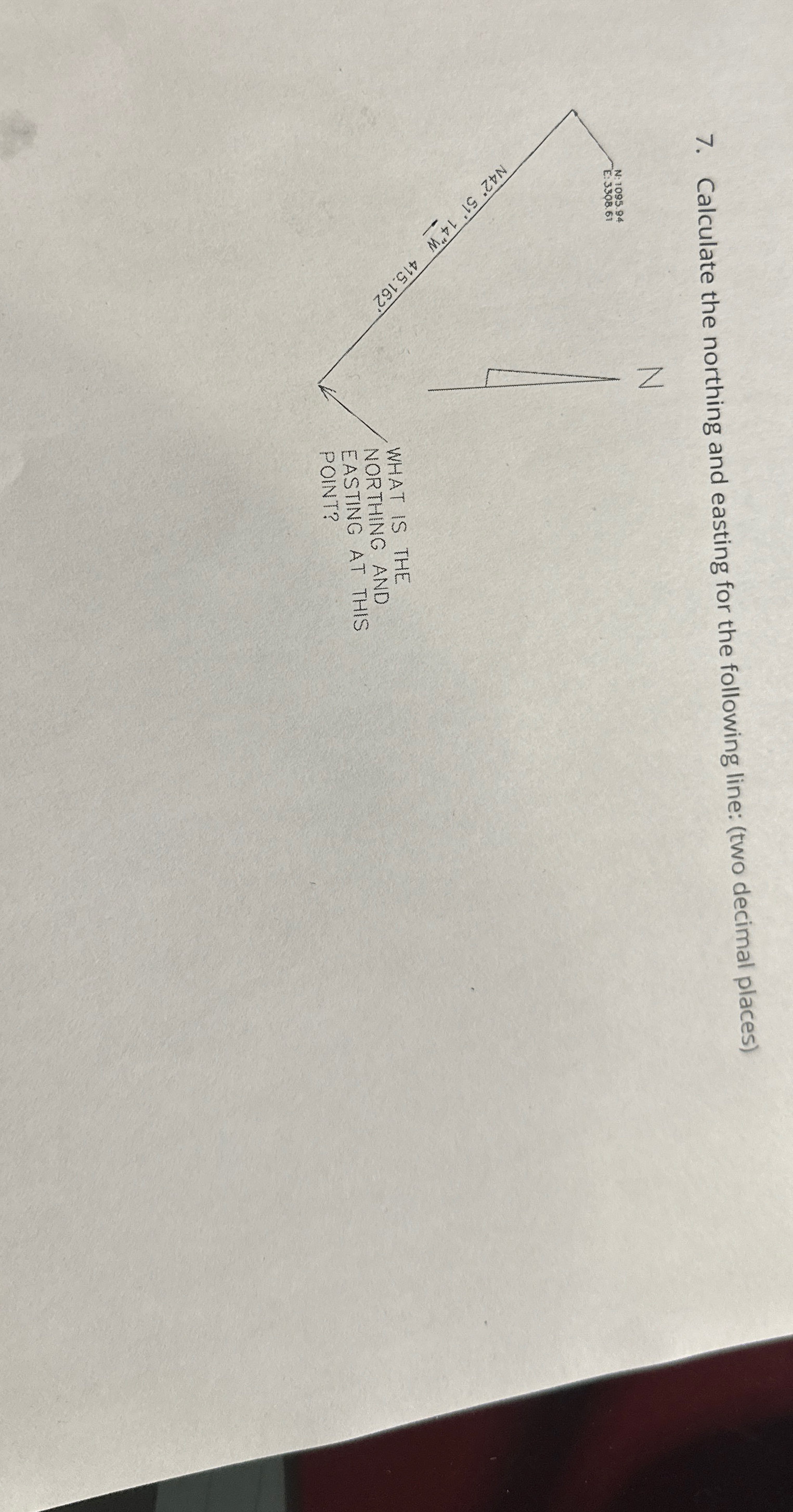 Solved Calculate the northing and easting for the following | Chegg.com