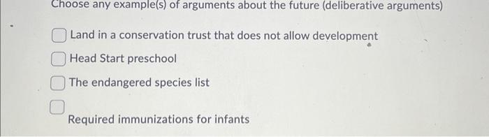 Choose any example(s) of arguments about the future | Chegg.com