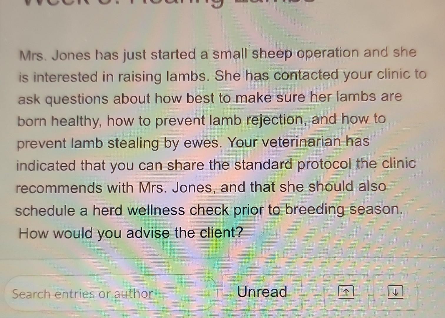 Solved Mrs. Jones has just started a small sheep operation | Chegg.com