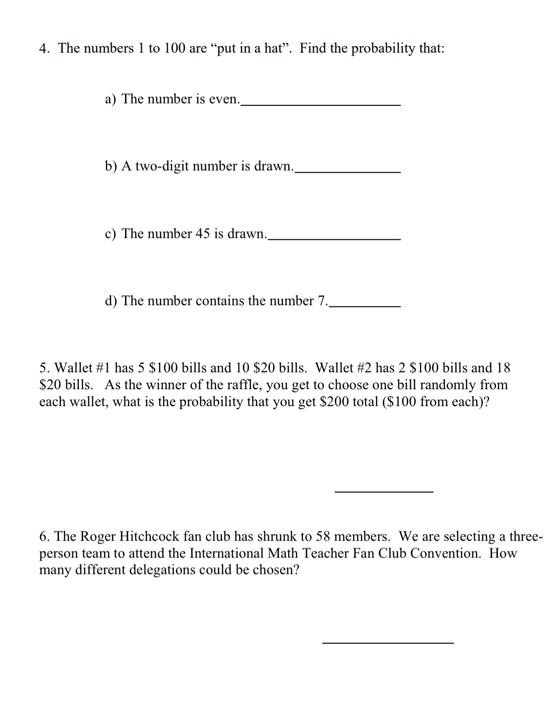 Solved The numbers 1 ﻿to 100 ﻿are "put in a hat". Find the | Chegg.com