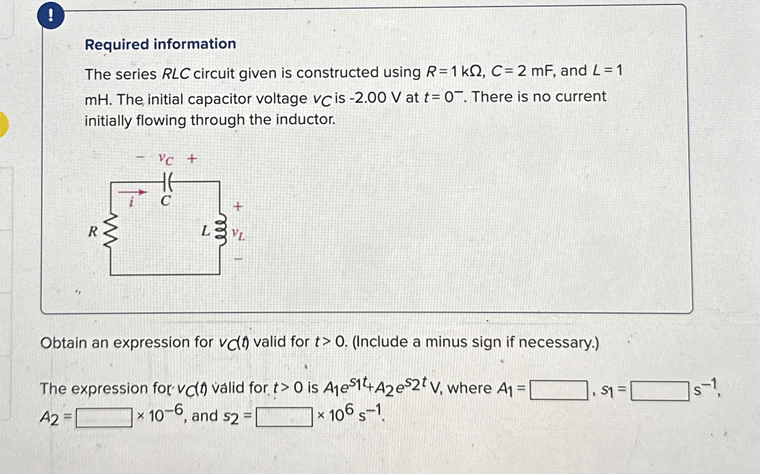 Solved !Required informationThe series RLC ﻿circuit given is | Chegg.com
