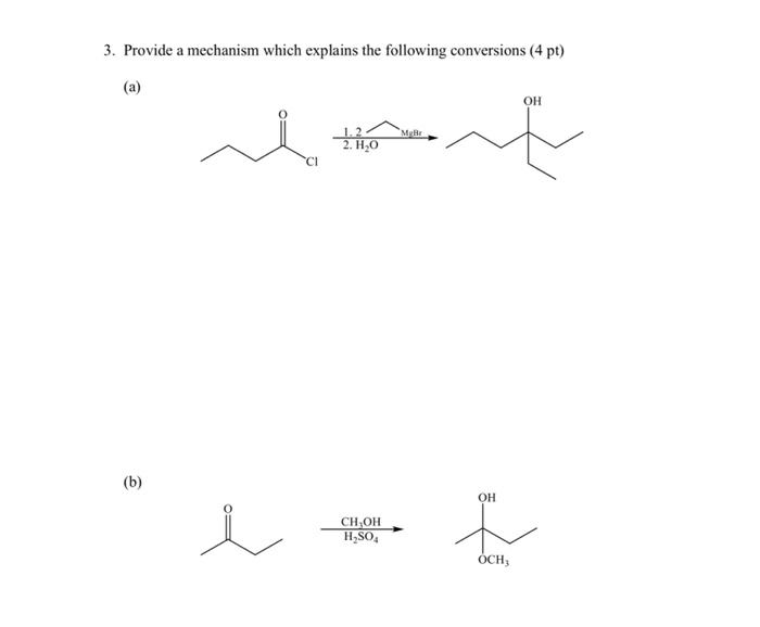 Solved 1. Fill in the boxes below with the correct reagent, | Chegg.com