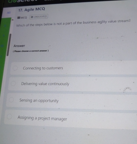 Solved Agile MCQMCQWhich of the steps below is not a part of | Chegg.com