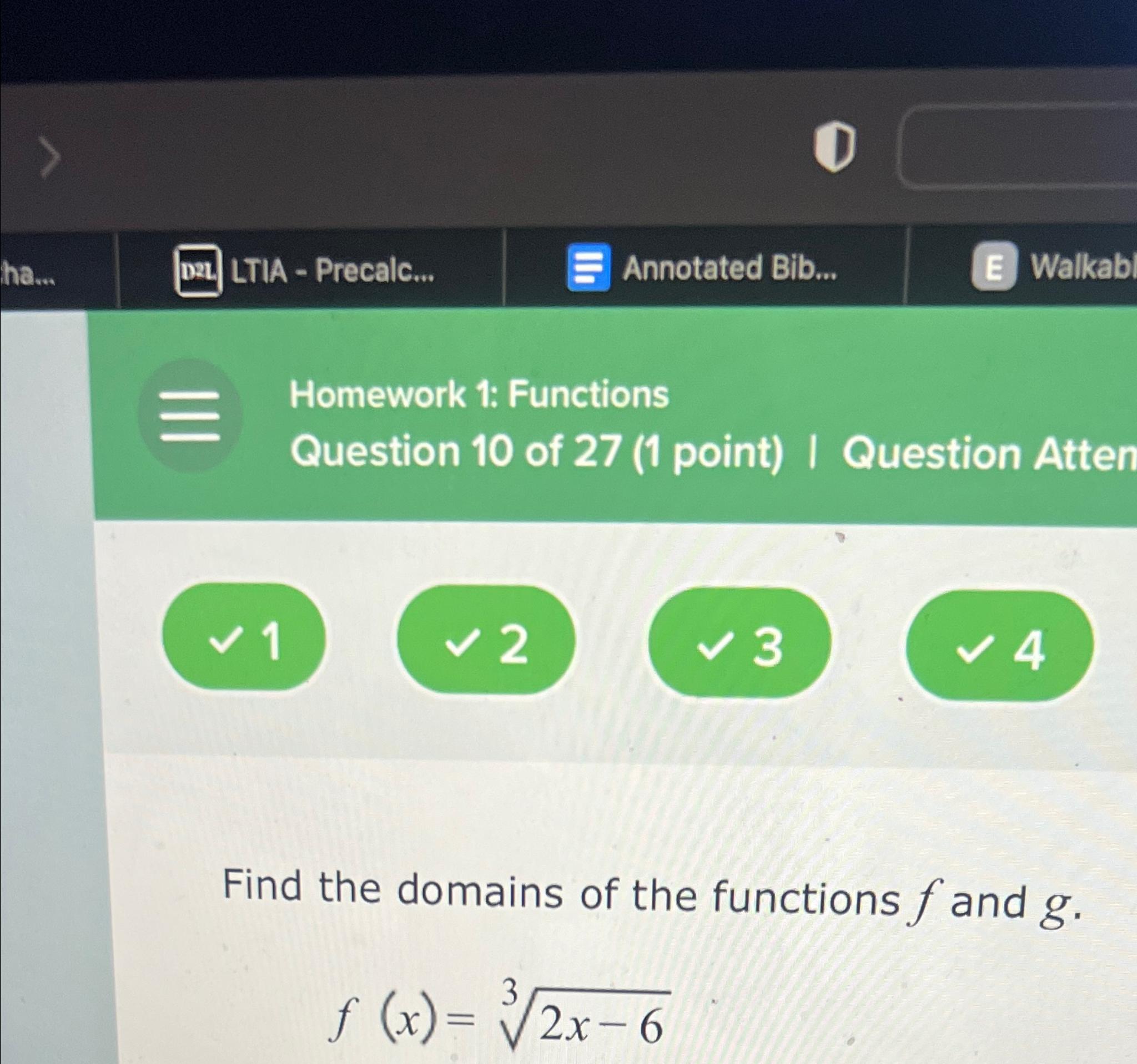 Solved Homework 1: FunctionsQuestion 10 ﻿of 27 (1 ﻿point) | | Chegg.com
