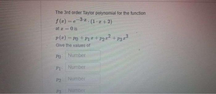 Solved The 3rd order Taylor polynomial for the function f | Chegg.com