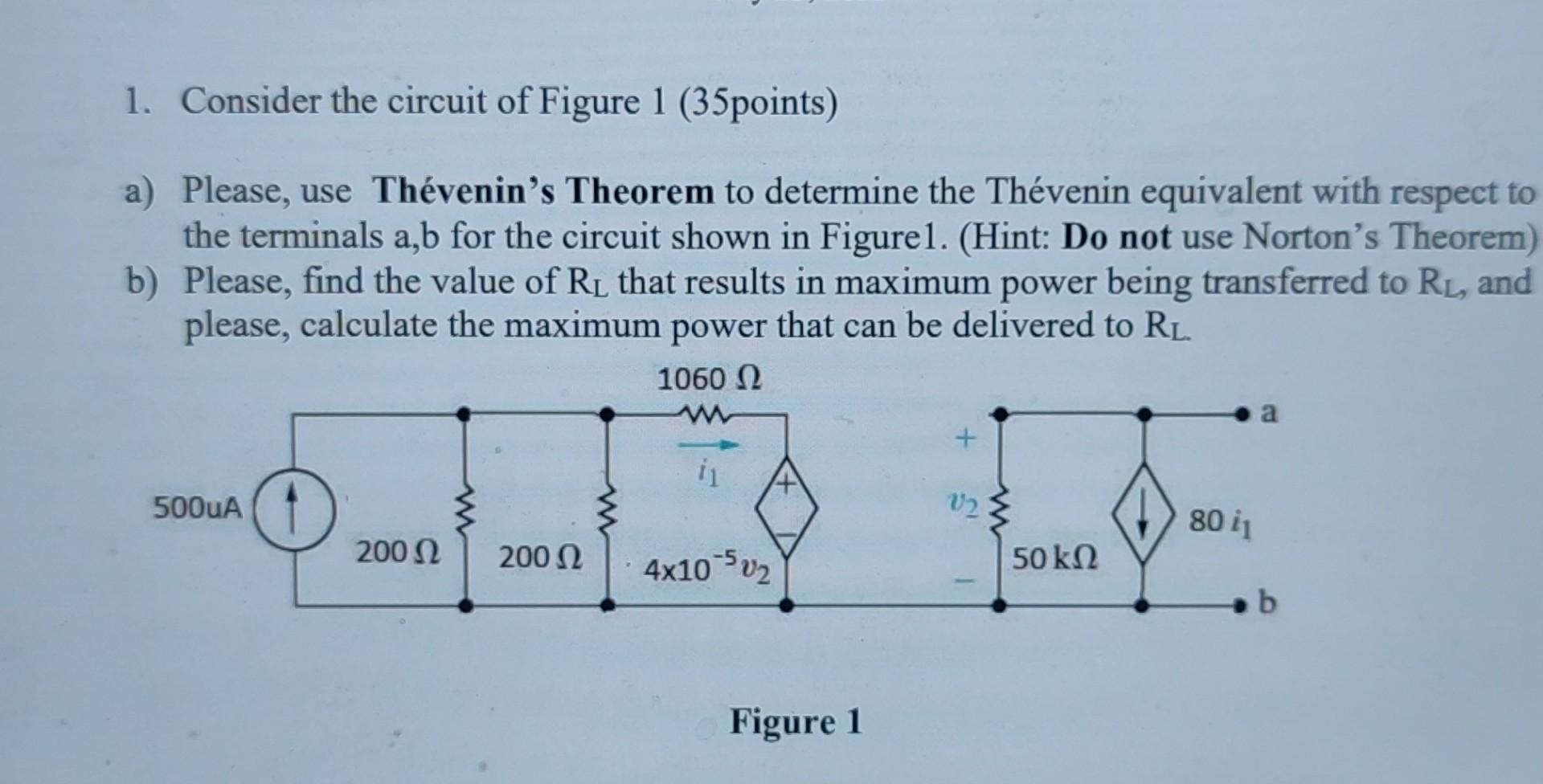 Solved a) Please, use Thévenin's Theorem to determine the | Chegg.com