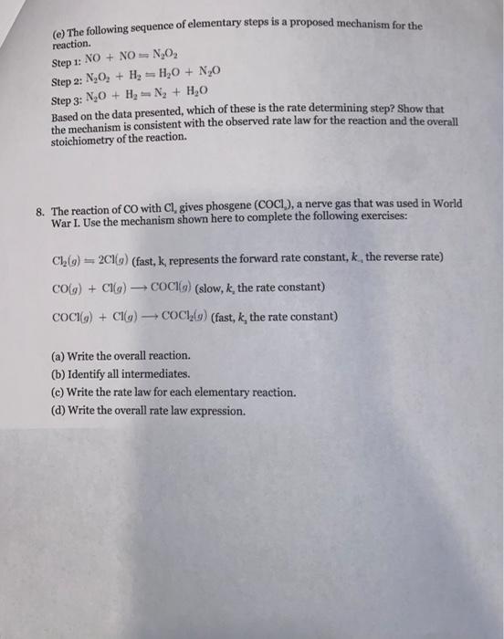 Solved REACTION MECHANISM WORKSHEET 1. Why are elementary | Chegg.com
