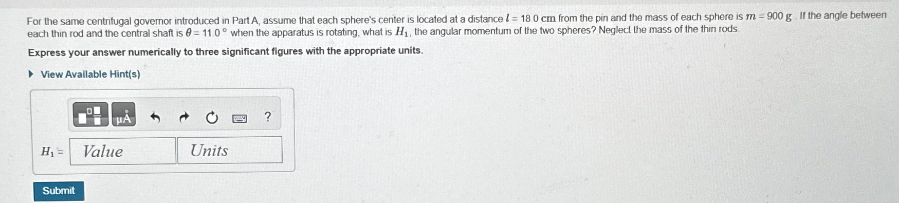 Solved For the same centrifugal governor introduced in Part | Chegg.com