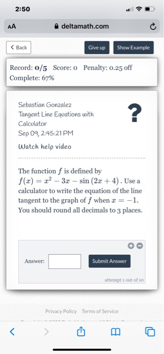 Solved 2:50 AA deltamath.com