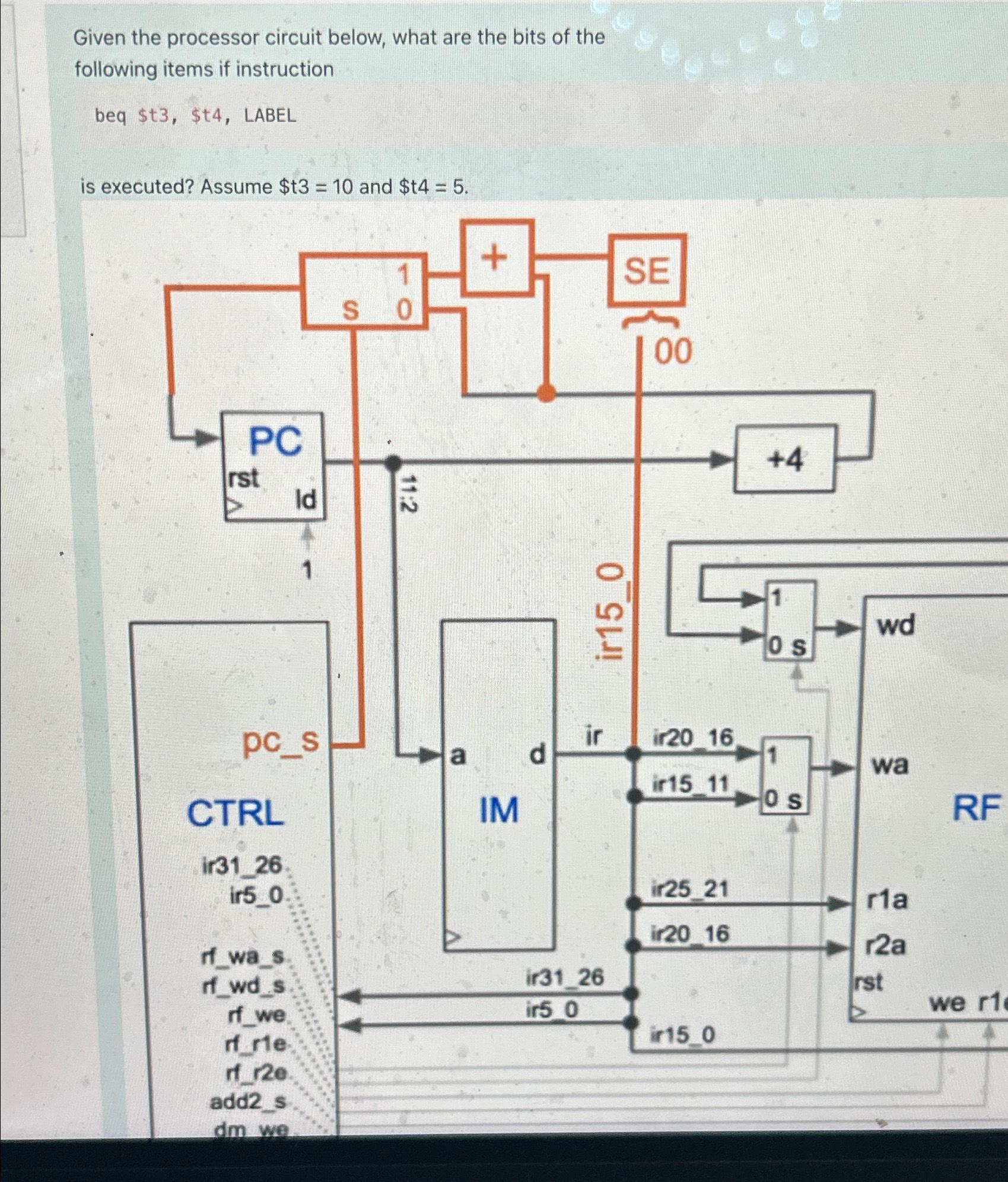 Solved Given the processor circuit below, what are the bits | Chegg.com