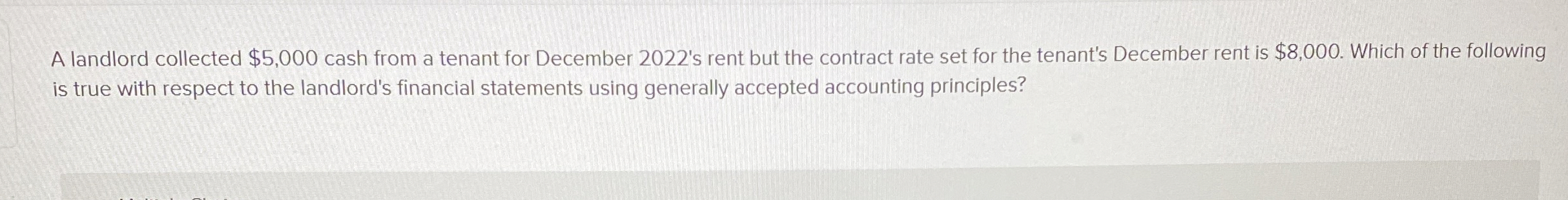 Solved A landlord collected $5,000 ﻿cash from a tenant for | Chegg.com