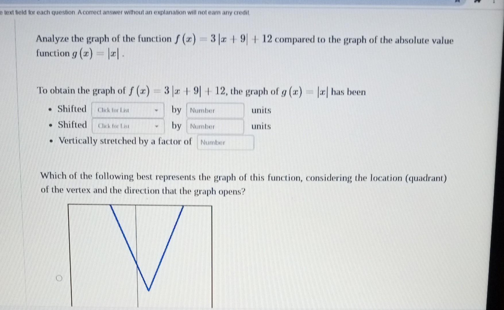 Solved Analyze the graph of the function f(x)=3∣x+9∣+12 | Chegg.com