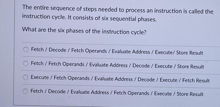 Solved The entire sequence of steps needed to process an | Chegg.com