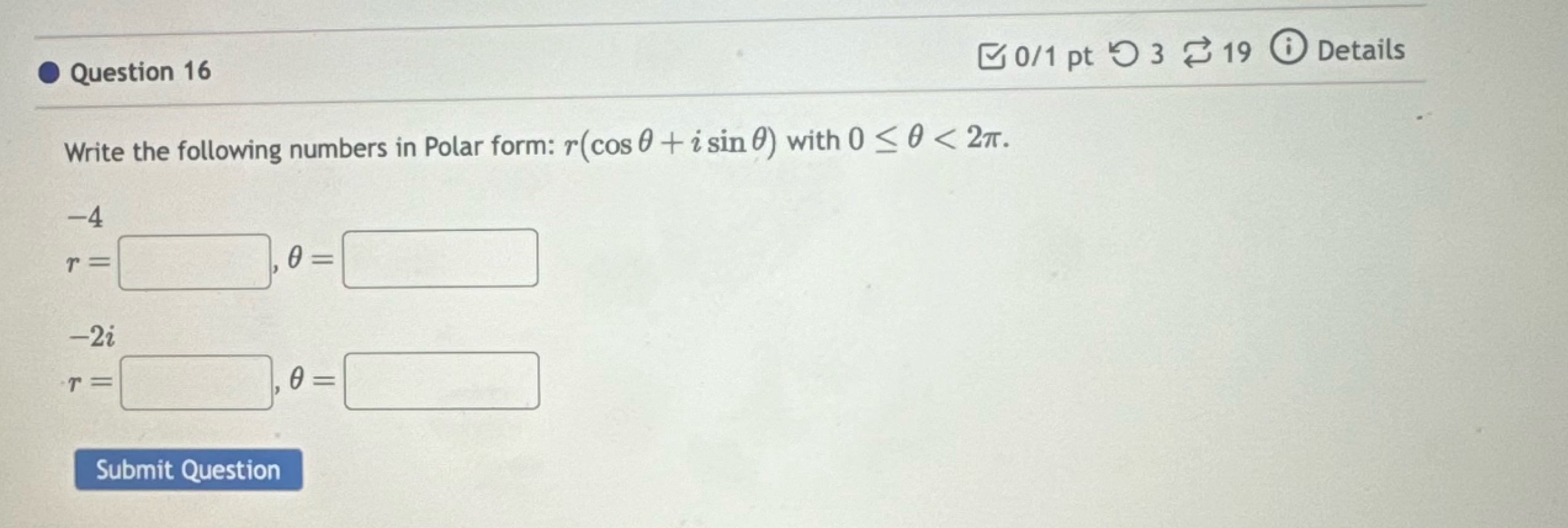 Solved Question 1601 ﻿pt 53⇄19DetailsWrite the following | Chegg.com