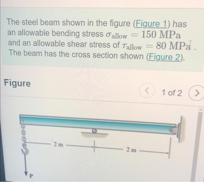 Solved The steel beam shown in the figure (Figure 1) has an | Chegg.com